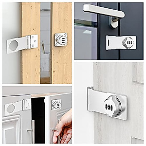 Mechanical Password Rotary Hasp Locks, Door Security Slide Latch Lock for Small Doors, Cabinets, Barn Door, Bathroom, Outdoor, Garage, Garden (2 Packs Silver)