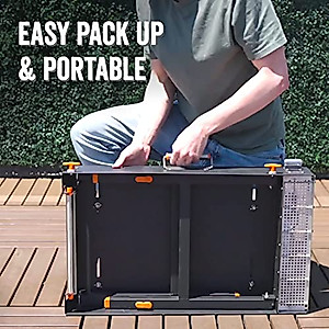 Yukon Glory Universal Portable Grill Table/Flat Top Grill Griddles Stand with Built in Grill Caddy - Designed to Fit Tabletop Blackstone Griddle & Many Others - Outdoor Cooking Camping & Tailgating