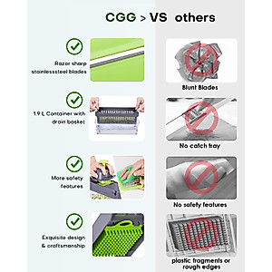 17-in-1 Vegetable Chopper with 9 Blades, Container and Drain Basket - For Veggies, Fruits, Onions, Potatoes, Carrots