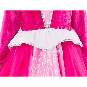 Little Adventures Deluxe Sleeping Beauty Hot Pink Princess Dress Up Costume (Large Age 5-7) - Machine Washable Child Pretend Play and Party Dress with No Glitter