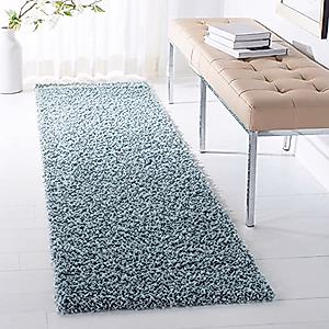 SAFAVIEH Athens Shag Collection 2'3" x 6' Seafoam SGA119D Non-Shedding Living Room Bedroom Dining Room Entryway Plush 1.5-inch Thick Runner Rug