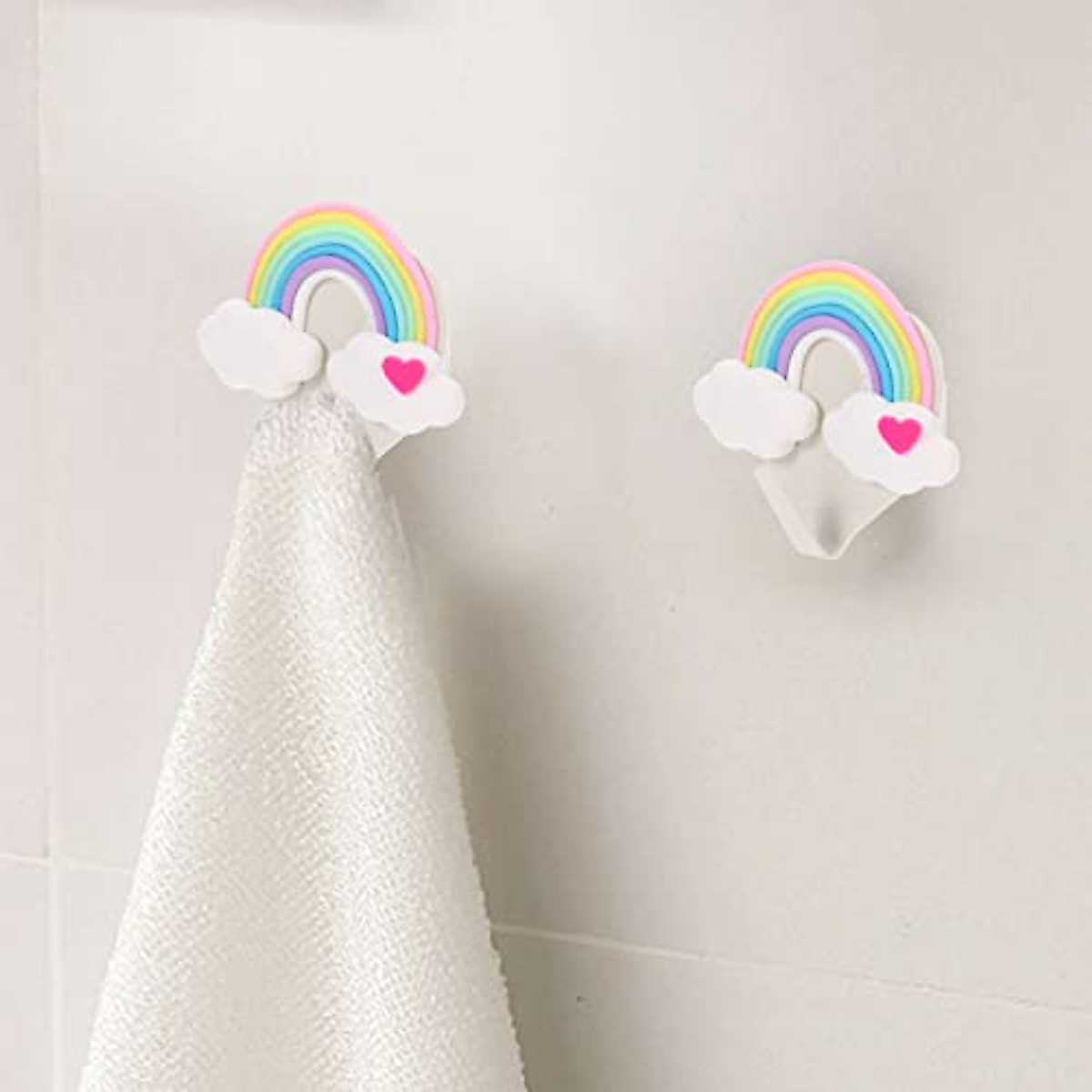 Cabilock 6pcs Rainbow Wall Hooks Coat Hooks Wall Clothes Towels Hooks Adhesive Robe Hook Key Hat Scarf Purse Bags Hangers Wall Pegs for Home Office Kids Room