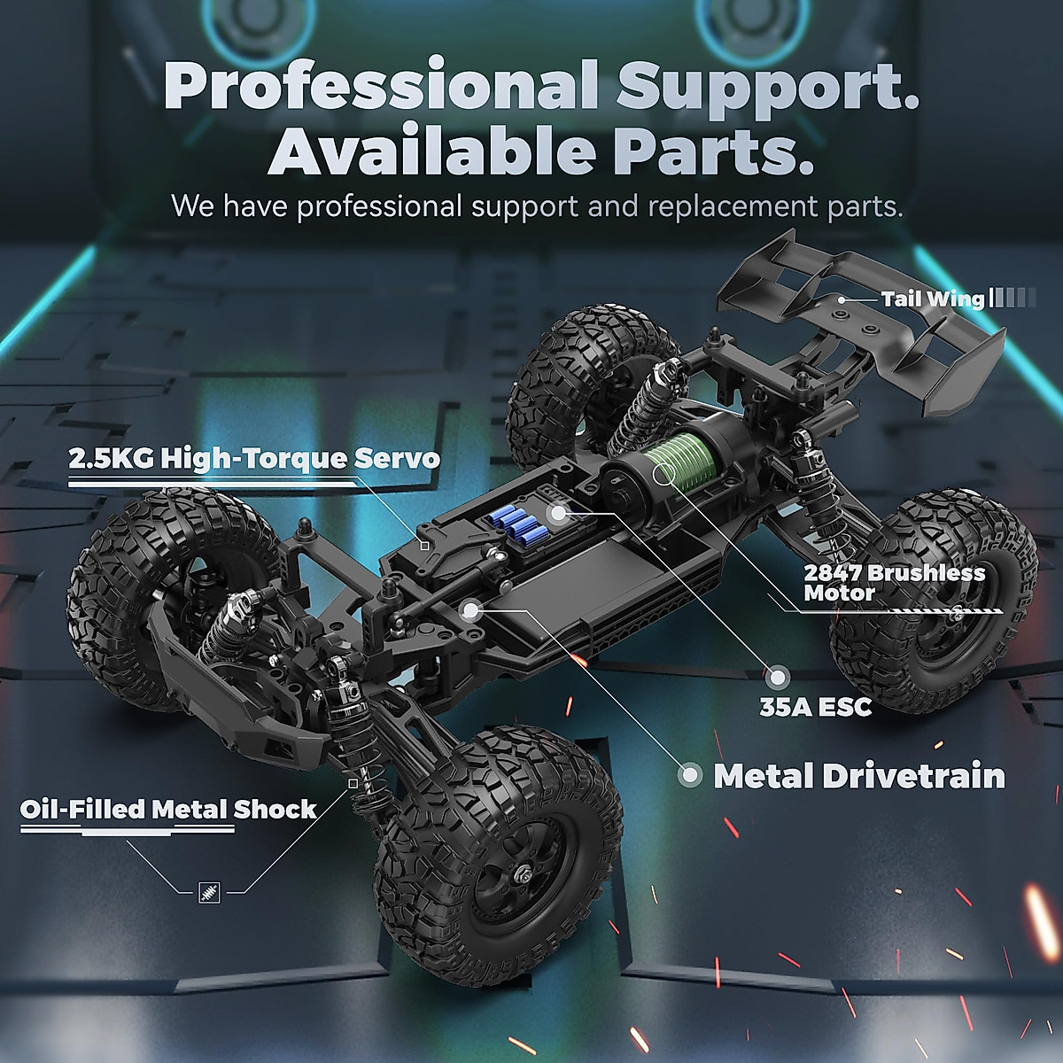 BEZGAR HM124 Brushless RC Car - 1:12 Scale 52+KM/H High Speed RC Truck, 4x4 Offroad Waterproof for All Terrains, Hobby Grade Remote Control Truck for Adults and Kids Boys with Rechargeable Battery