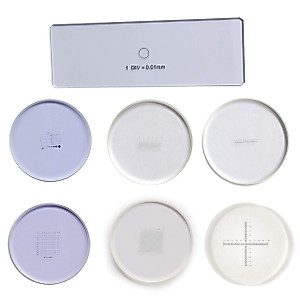 Microscope Eyepiece Micrometer Graticules Measuring Glass Eyepiece Micrometer Ocular Reticle eyepiece calibration ruler Slides include 1 Stage Micrometer and 6 Eyepiece Micrometers