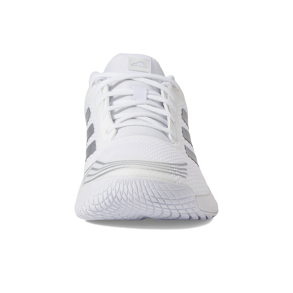 adidas Women's Novaflight Volleyball Sneaker, White/Silver Metallic/White, 8