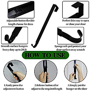 Wreath Hanger for Front Door, Adjustable Wreath Hanger from 15 to 25 Inches Wreath Hangers, 20 lbs Larger Door Upgrade Wreath Hanger (Black)