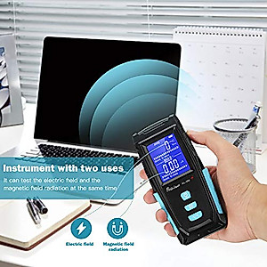 Allprettyall EMF Meter Rechargeable Electromagnetic Radiation Detector for Testing Ghost, Magnetic Field, Electric Field Radiation and Ambient Temperature, Sound-Light Alarm, Max/Average Value Lock