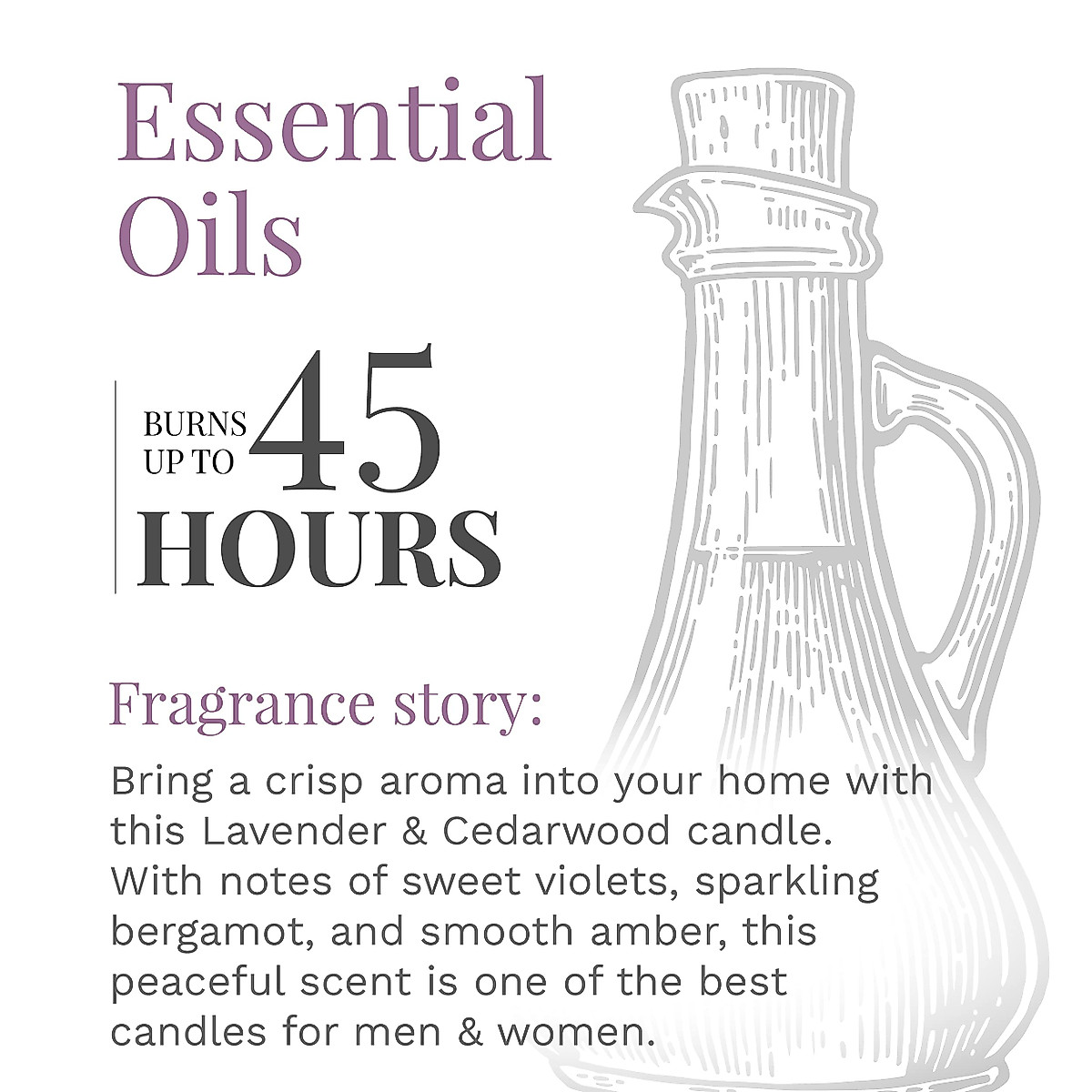 Essential Elements by Candle-lite Scented Candles, Lavender & Cedarwood Fragrance, One 14.75 oz. Three-Wick Aromatherapy Candle with 45 Hours of Burn Time, Off-White Color