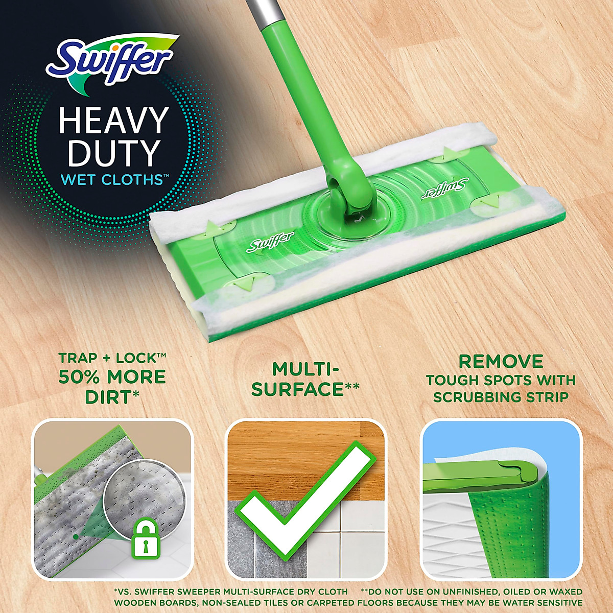 Swiffer 1899954 SweeperWet Heavy Duty 10 x 8 in. Cloth Refill Pad, 10 Count