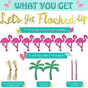 Flamingo Party Banner Decorations Gold Glitter Let's Get Flocked up Banner Hawaii Luau Beach Party Banner for Birthday Wedding Party Decoration