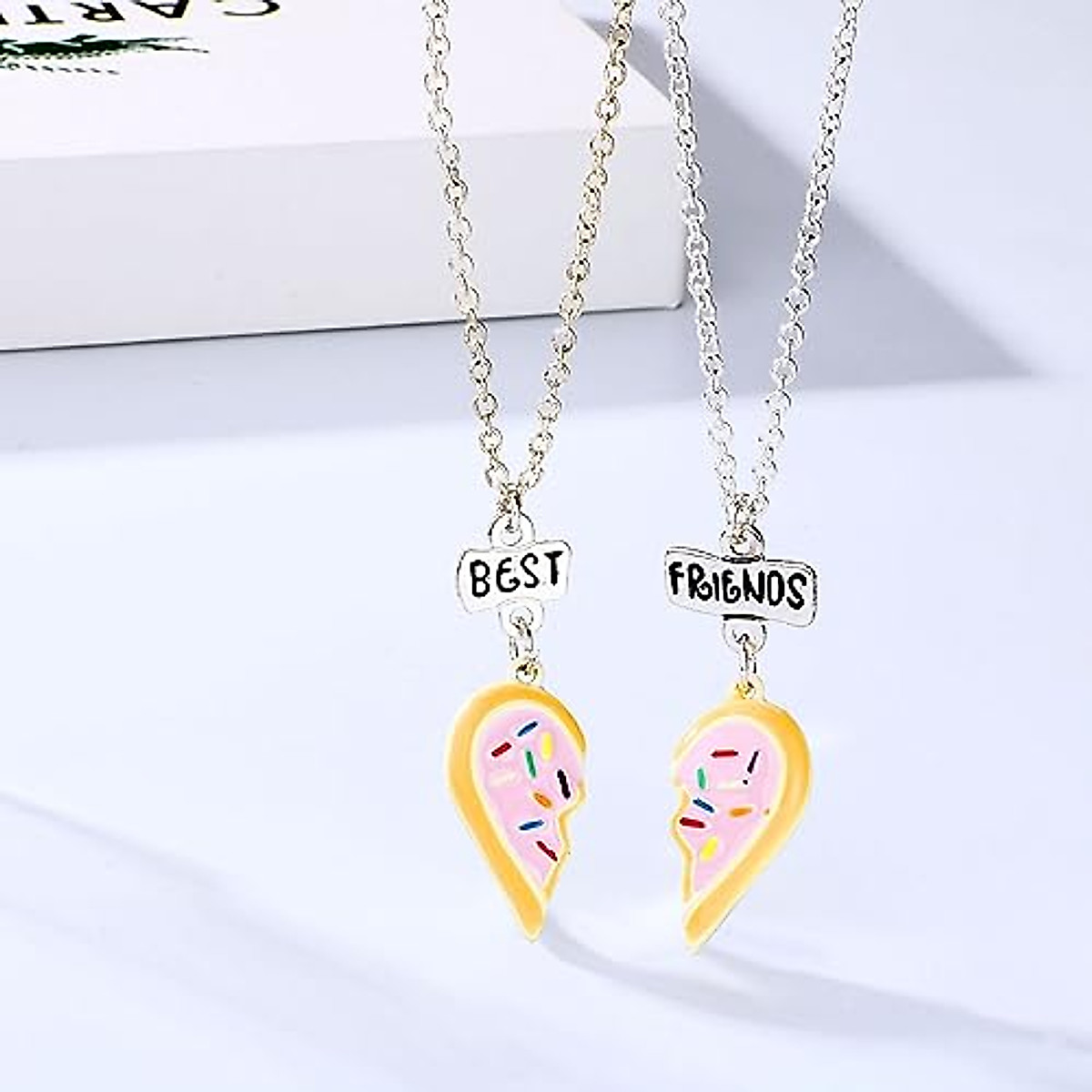 TTPAIAI 30 Best Friends Half Heart Pendant Necklace for Girls, Best Friend Jewelry,Friendship Gift Girls BFF Necklaces-Love (Silver Heart)