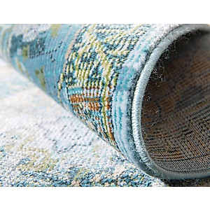 Unique Loom Baracoa Collection Area Rug - Coppelia (4' 3" x 6' 1" Rectangle, Light Blue/ Blue)