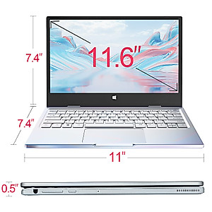 TOPOSH 2 in 1 Laptop, Windows 10 Home Tablet,Ram 8GB ROM 256GB SSD,11.6Inch Touch Screen,Processor Celeron N4120, Metal Body, WiFi and Bluetooth- Silver