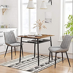 VASAGLE Dining Table, Square Office Desk with Storage Compartment, Industrial, 31.5 x 31.5 x 30.7 Inches,Brown