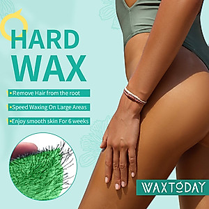 Hard Wax Beads - WAXTODAY Hair Removal Hard Wax Beans for Sensitive Skin with Tea Tree Formula(15.8 oz) - Brazilian Waxing for Full Body, Face, Legs, Eyebrows. Perfect Refill for Any Wax Warmer