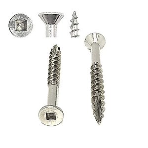 #10 x 2-1/2 Stainless Steel Wood Deck Screws Square Drive W/4 Nibs Type 17 Drill Point (10x2-1/2) (50 Pieces)