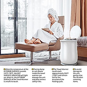 Electric Towel Warmer Bucket, Flip-lid Towel Warmers for Bathroom, Spa, Home, Extra Large (20 Liter) Blanket Warmer, Holds Two 70"X40" Towels, Robes, Blankets, PJs, 60mins Auto Shut Off [White]