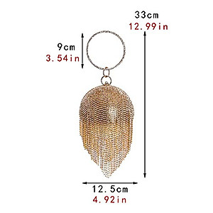 UMREN Women Round Ball Crystal Evening Clutch Purse Tassel Wedding Party Hand Bags Silver
