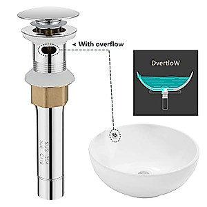 Herogo Bathroom Sink Drain with Overflow, Stainless Steel Chrome Pop Up Drain Stopper with Detachable Built-In Anti-Clogging Strainer for Lavatory Vessel Vanity Sink Drain, Fits Standard Drain Hole