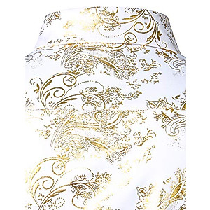 ZEROYAA Men's Luxury Paisley Gold Shiny Printed Stylish Slim Fit Button Down Dress Shirt ZLCL18 White Gold Medium