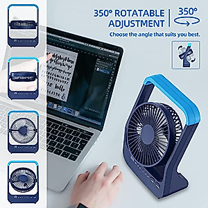 Rechargeable Battery Powered Fan, 20000 mAh Personal Desk Fan, Portable USB Table Fan, Timer Off Quiet Desk Fan,Long Working Time, Desktop Fan for Study,Bedroom,Office,Camping