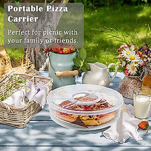 BSTKEY 12 inch Round Pizza Keeper, Food Storage Container with Lid and Handle, Pizza Dough Tray Fits 2-4 Dough Balls, Clear Plastic Food Storage Carrier for Cheese Cake Cupcakes Pies Pastries Fruit