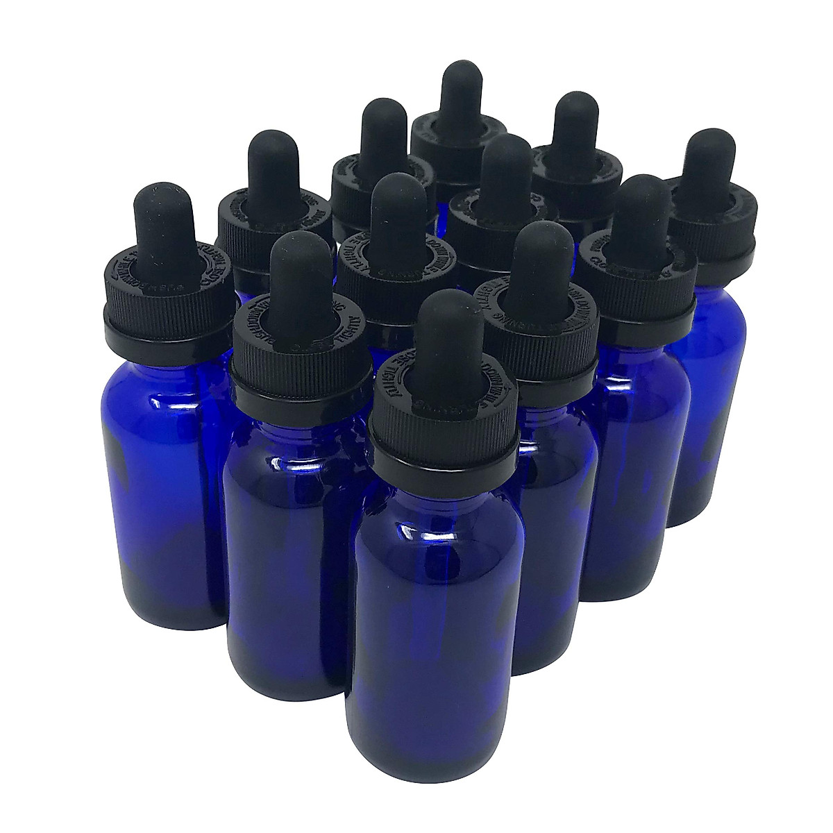 Supplement and Supply 1 Oz (30 mL) Cobalt Blue Glass Bottles with CRC (Child Resistant Cap) Eye Droppers [Pack of 12]