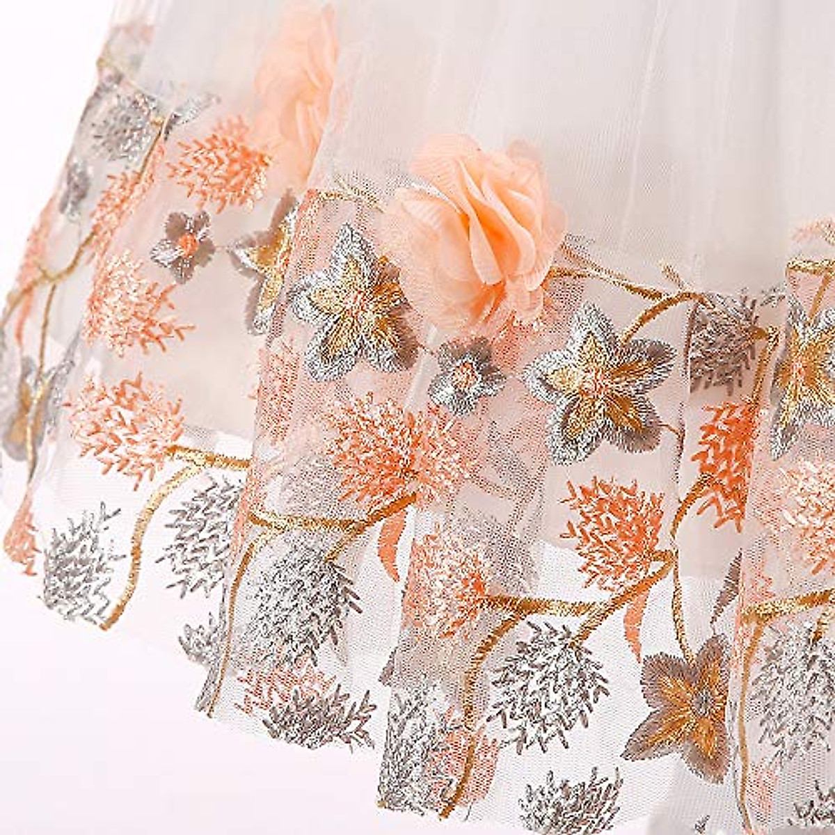 12 18 24 Months Formal Pageant Princess Easter Dresses for Girls Embroidery Sleeveless 2T Little Girl Elegant Spring Prom Lace Dresses 24M Orange