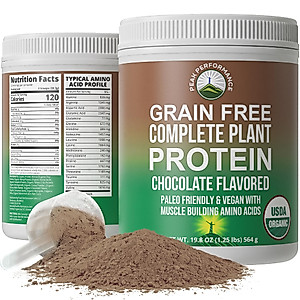 Organic Paleo Grain Free Plant Based Raw Vegan Protein Powder. Amazing Amino Acid Profile and Less Than 1g of Sugar. with Hemp and Pea Protein Chocolate Flavored