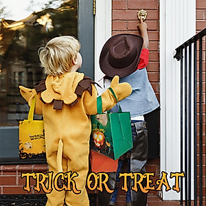 Maetrin Halloween Bags for Trick or Treat Bags, 12pcs Small Halloween Party Favors Gift Bags with Handles for Kids & Adult, Premium Non-Woven Halloween Tote Bags with 12 Different Designs