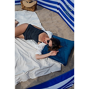 BEACH FENCE Premium 20 ft Beach Windscreen, Privacy Screen, Wind Blocker - Original Nautical, Free Rubber Mallet and Carry Bag Included