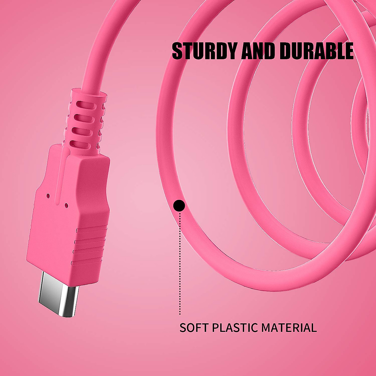 ECHZOVE Charger for Nintendo Switch, Charging Cable for Nintendo Switch OLED Model, Charger Cable for Nintendo Switch Pro Controllers - Pink (4.92ft)