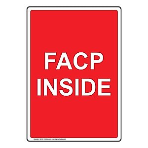 ComplianceSigns.com Vertical FACP Inside Sign, 14x10 in. Glow-in-Dark Aluminum for Fire Safety/Equipment