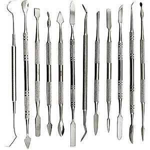Naajop 12 Pcs Wax Carving Knife Tool kit Pottery Sculpture Modeling DIY Wax Carvers Set Metal Spatula Dental Cleaning Tools Clay Sculpting Tool Sets