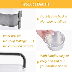 Mightree Electric Lunch Box for Adults, 200W Stackable Heated Lunch Box, 2L Capacity Faster Heating Lunch Box for Work, Portable Food Warmer for Home & Office, Stainless Steel Container Fork & Spoon