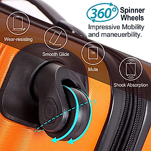 Merax Luggage Sets 3 Piece Suitcase Set 20/24/30,Carry on Luggage Airline Approved,Hard Case with Spinner Wheels,Orange