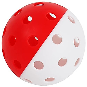PORSVIK Outdoor Pickleball Balls,40 Holes Two-Colored Pickleballs,Designed for Training Spin,Meet USAPA Standard,Double Tone,6 Pack (Outdoor Red/White)