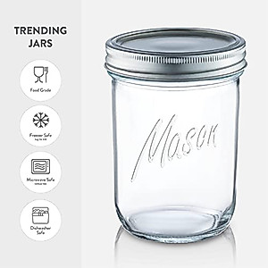 Paksh Novelty Mason Jars - Food Storage Container - 6-Pack - Airtight Container for Pickling, Canning, Candles, Home Decor, Overnight Oats, Fruit Preserves, Jam or Jelly