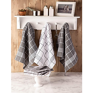 DII Waffle Weave Kitchen Collection, 100% Cotton, Kitchen Set, Gray 8 Piece