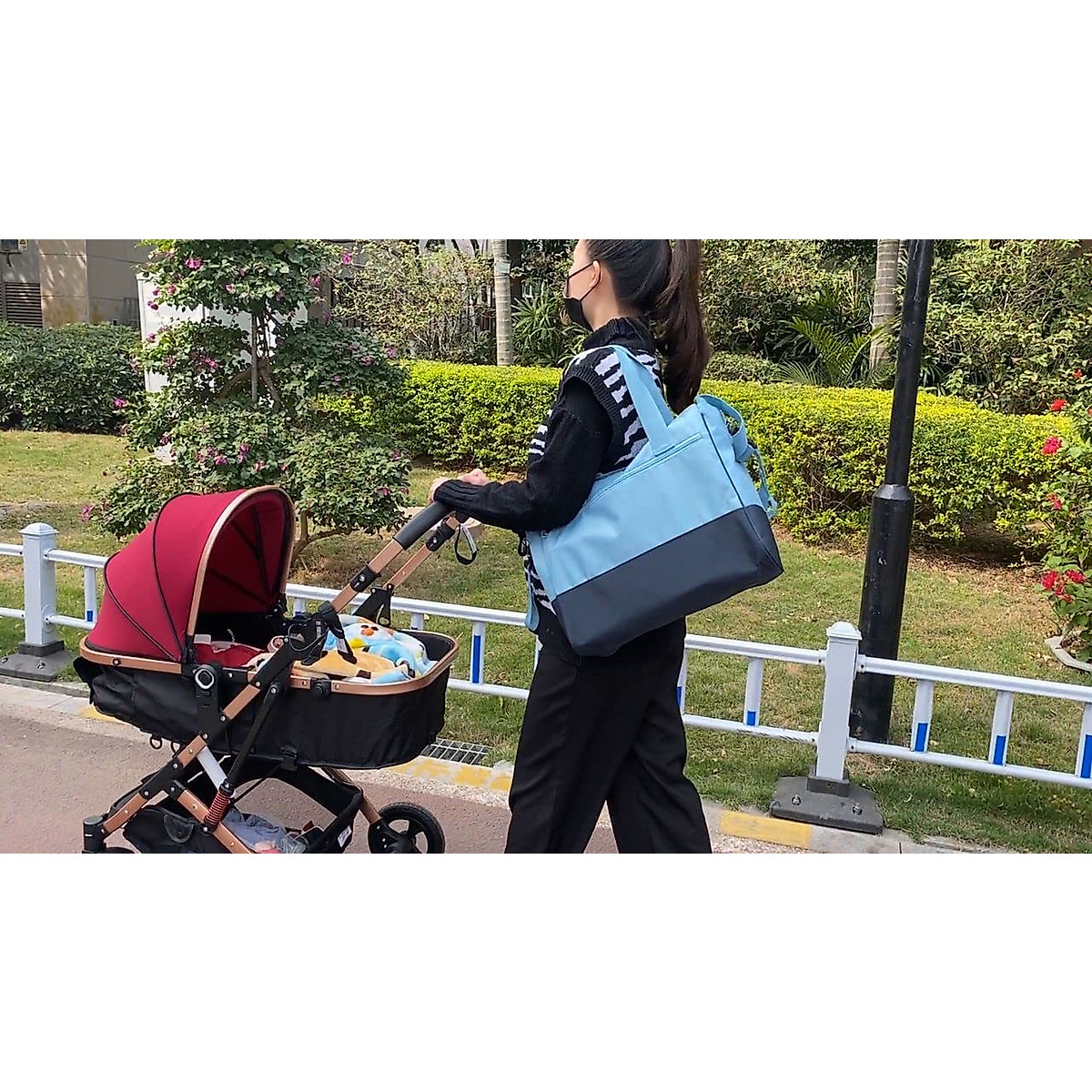 Lumier Diaper Tote Bag -Travel Bag with Changing Pad, Stroller Strap, Pacifier Case -Baby Boy Girl Registry Gift for Mom,Dad