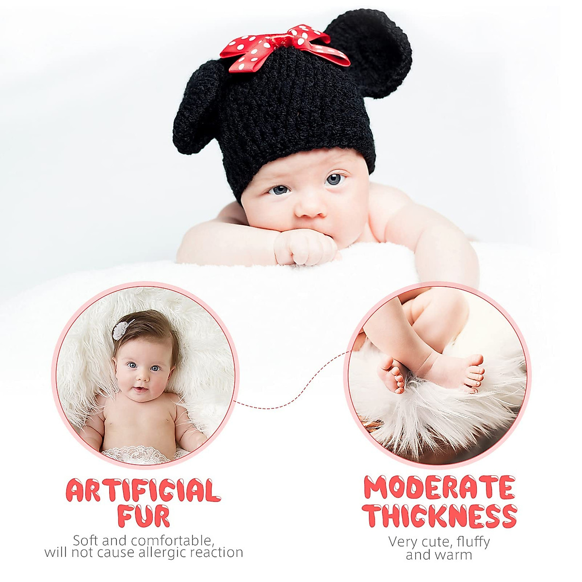 OULII Baby Photo Props Soft Fur Quilt Photographic Mat DIY Newborn Baby Photography Wrap-Baby Photo Props Favors (White)