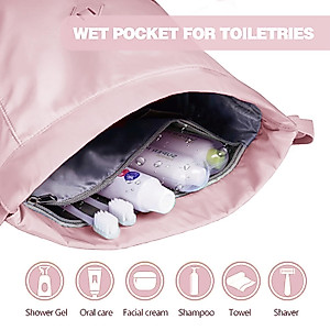 BAVELOE Drawstring Backpack with Wet Pocket Gym Backpack Water-Resistant Cinch String Bag Beach Swim for Women Men（Pink）