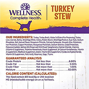 Wellness Thick & Chunky Natural Canned Dog Food, Turkey Stew, 12.5-Ounce Can (Pack of 12)