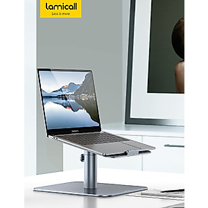 Lamicall Laptop Stand, Swivel Computer Holder Multi-Angle Height Adjustable, Ergonomic 360 Rotating Notebook Desk Riser, Compatible with 10-17" Laptop, Such as MacBook Air Pro, Dell XPS, HP, Gray