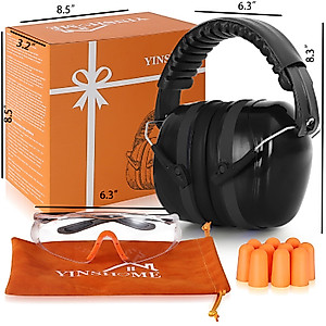 YINSHOME Shooting Ear Protection Earmuffs, Ear protection for gun range, Shooting Glasses, earmuffs for shooting range