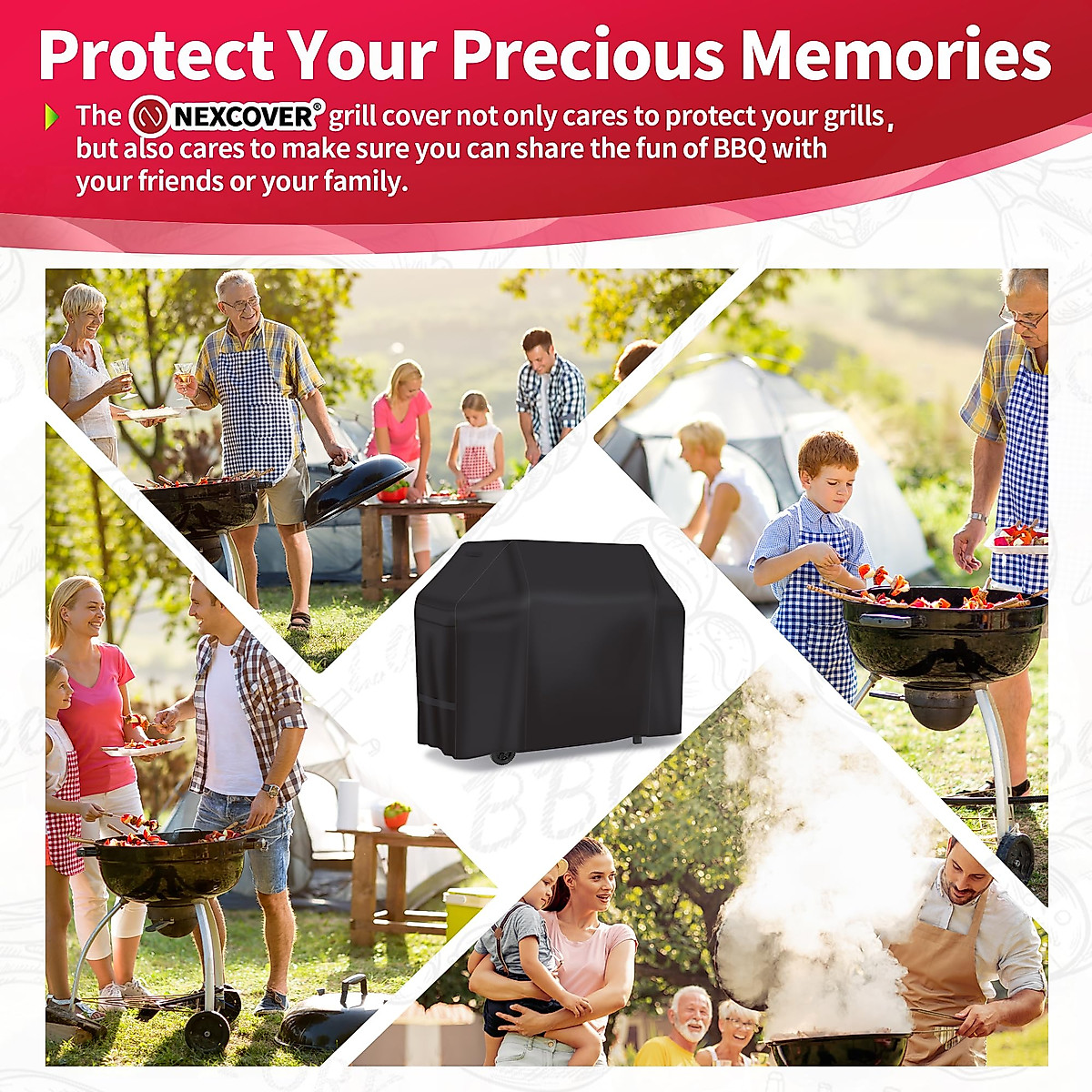 NEXCOVER Barbecue Gas Grill Cover - 70 Inch Waterproof BBQ Cover, Outdoor Heavy Duty Grill Cover, Fade & Weather Resistant Upgraded Material, Barbecue Cover for Weber, Brinkmann, Char Broil, Holland.