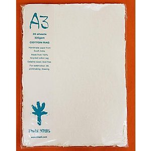 Khadi Paper from India- 12x16 Inch 140lb. Pack of 20 Sheets