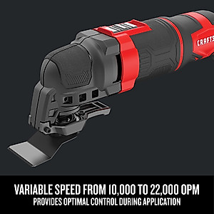 CRAFTSMAN Oscillating Tool, 3-Amp, Includes Universal Tool-free Accessory System, Blades, Sandpaper and Tool Bag, Corded (CMEW401)
