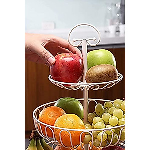 KLEVERISE 3 Tier Fruit Basket Bowl - Heavy Duty Metal Fruit Stand Holder for Cup Cake, Black