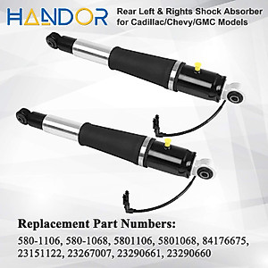 Handor 84176675 580-1106 Pair Rear Air Shock Absorbers Compatible with 2015-2021 Chevy Tahoe Suburban Cadillac Escalade ESV GMC Yukon XL, Repalces# 23151122 23267007 23290661